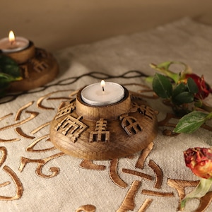 Viking Decor, Wooden Candle Holder, Viking Candle Holder, Candle Holder ...
