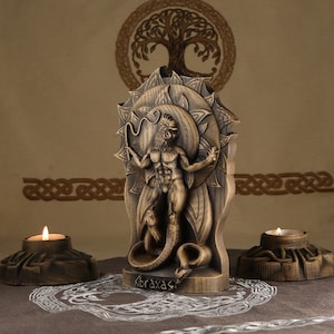 Abraxas, Goetia, Wooden Statue, Goetic, Satanic, Wood Sculpture Abrasax ...
