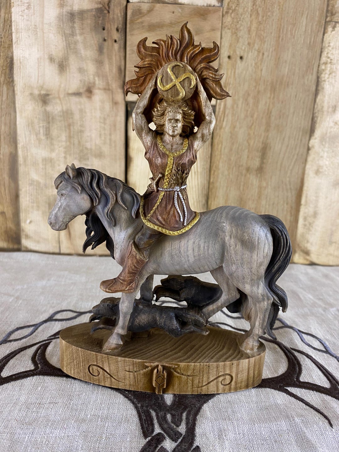 Yarilo Statue: Slavic Pagan Sun God on Horse Wood Carved Mythology ...