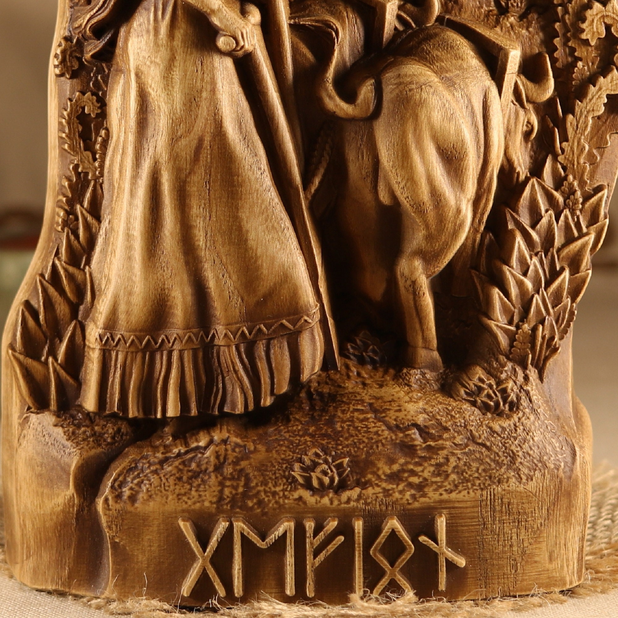 Gefjon Goddess Statue Altar Norse Pagan Wood Carving - Etsy Canada