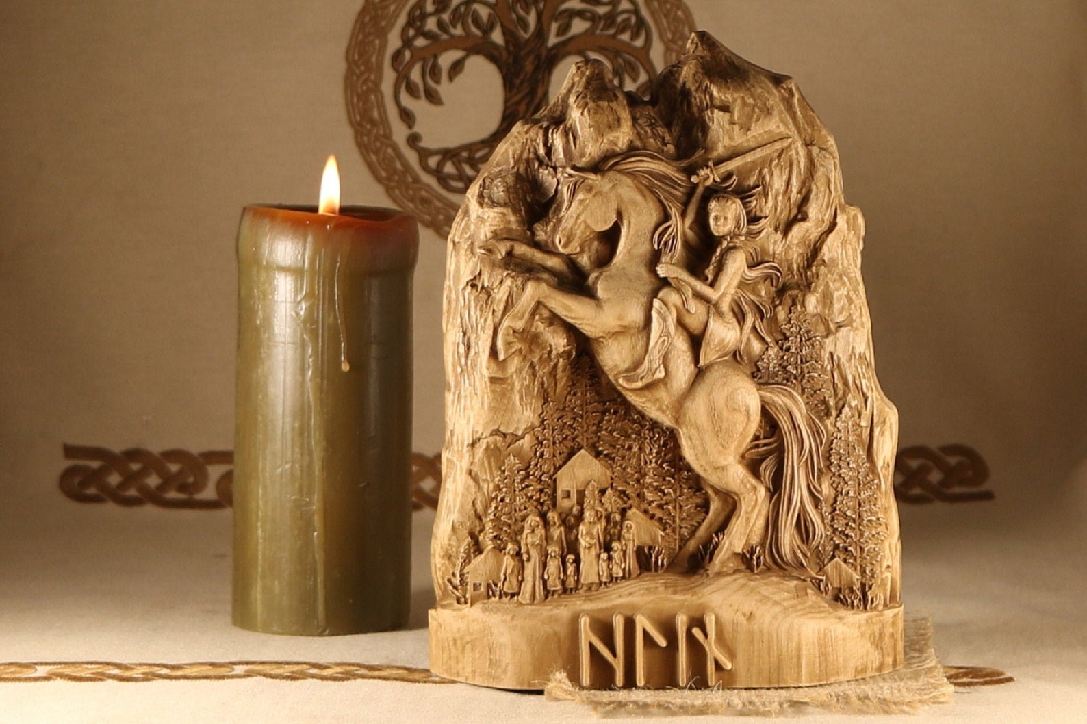 Handmade Hlin Statue: Norse Goddess Wood Carving - Etsy