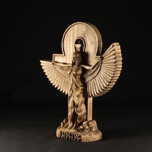Nephthys Statue: Egyptian Goddess of Birth, Ash Wood Carving - Etsy