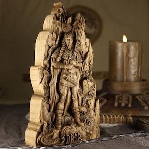Wood Carved Surtr Statue: Norse Pagan Decor - Etsy