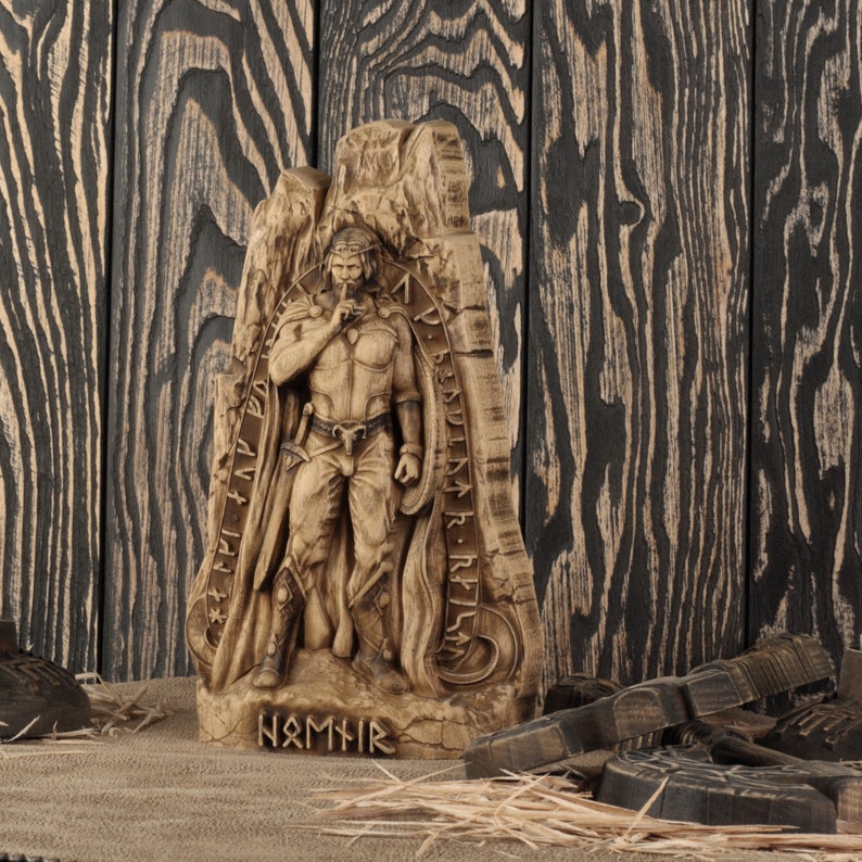 Hoenir Statue: Norse God Wood Carving, Viking Decor - Etsy