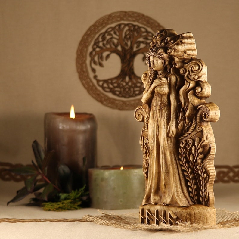 Nanna Goddess Statue Scandinavian Decor Wood Figurine Wooden - Etsy