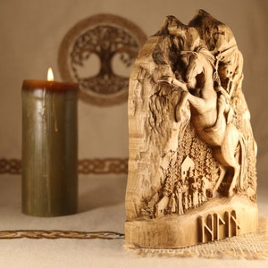 Handmade Hlin Statue: Norse Goddess Wood Carving - Etsy
