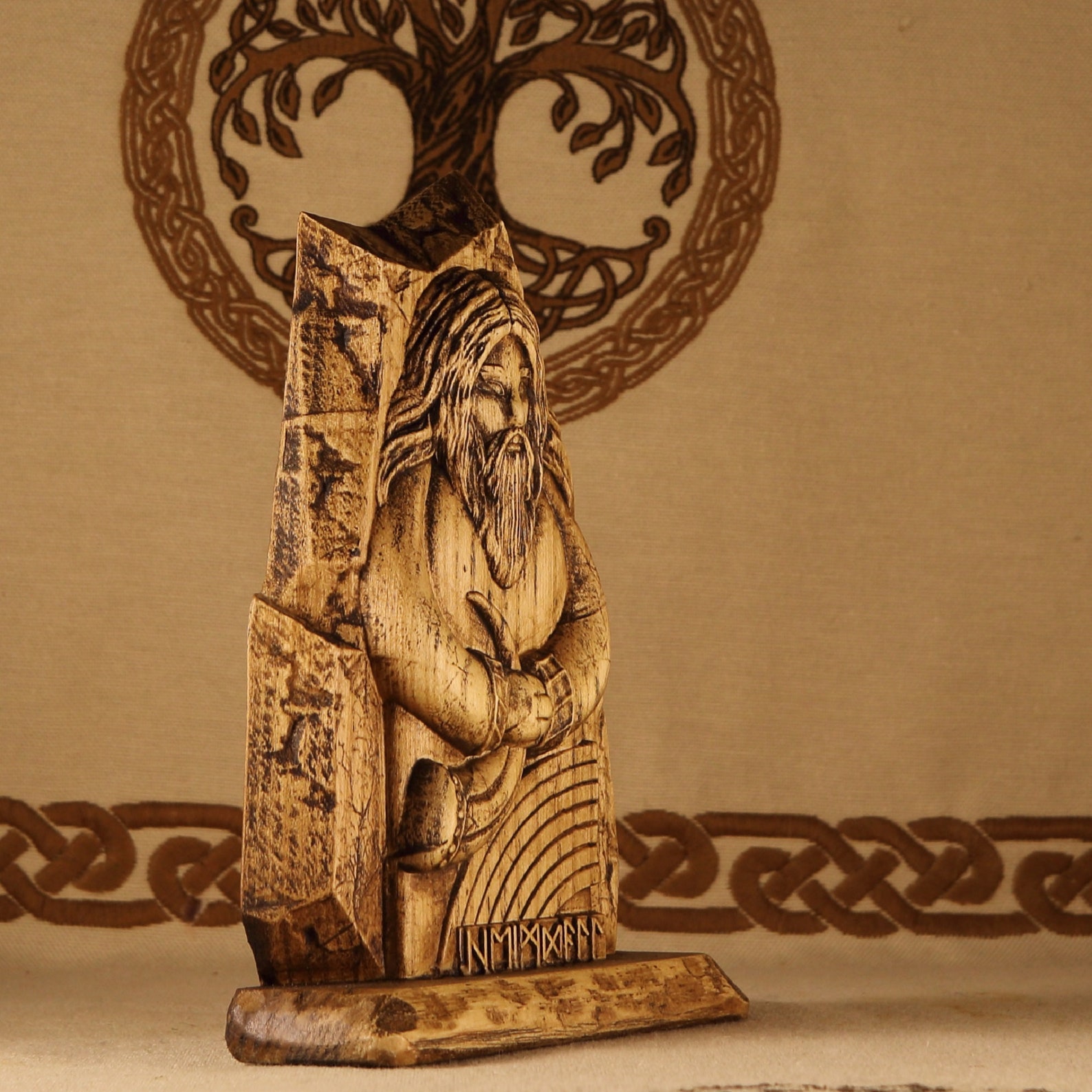 Heimdall Statue Wooden Figurine Wood Sculpture - Etsy