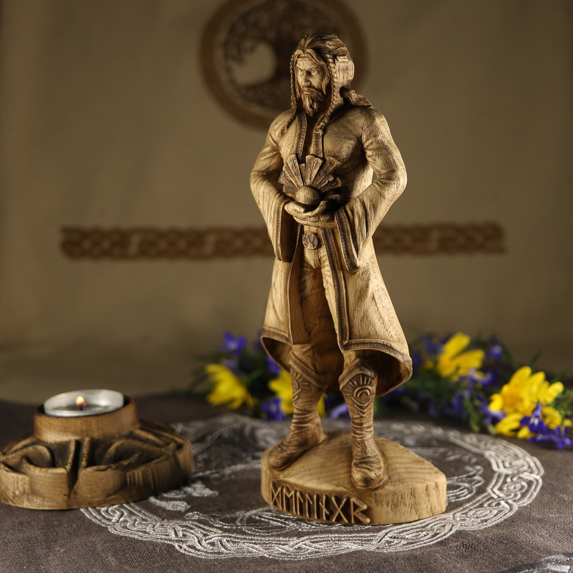 Dellingr Ash Wood Carving: Norse God Statue, Viking Altar Decor - Etsy
