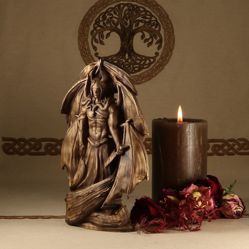 Samael Lucifer Statue Lucifer Morningstar Satan Statue Occult - Etsy