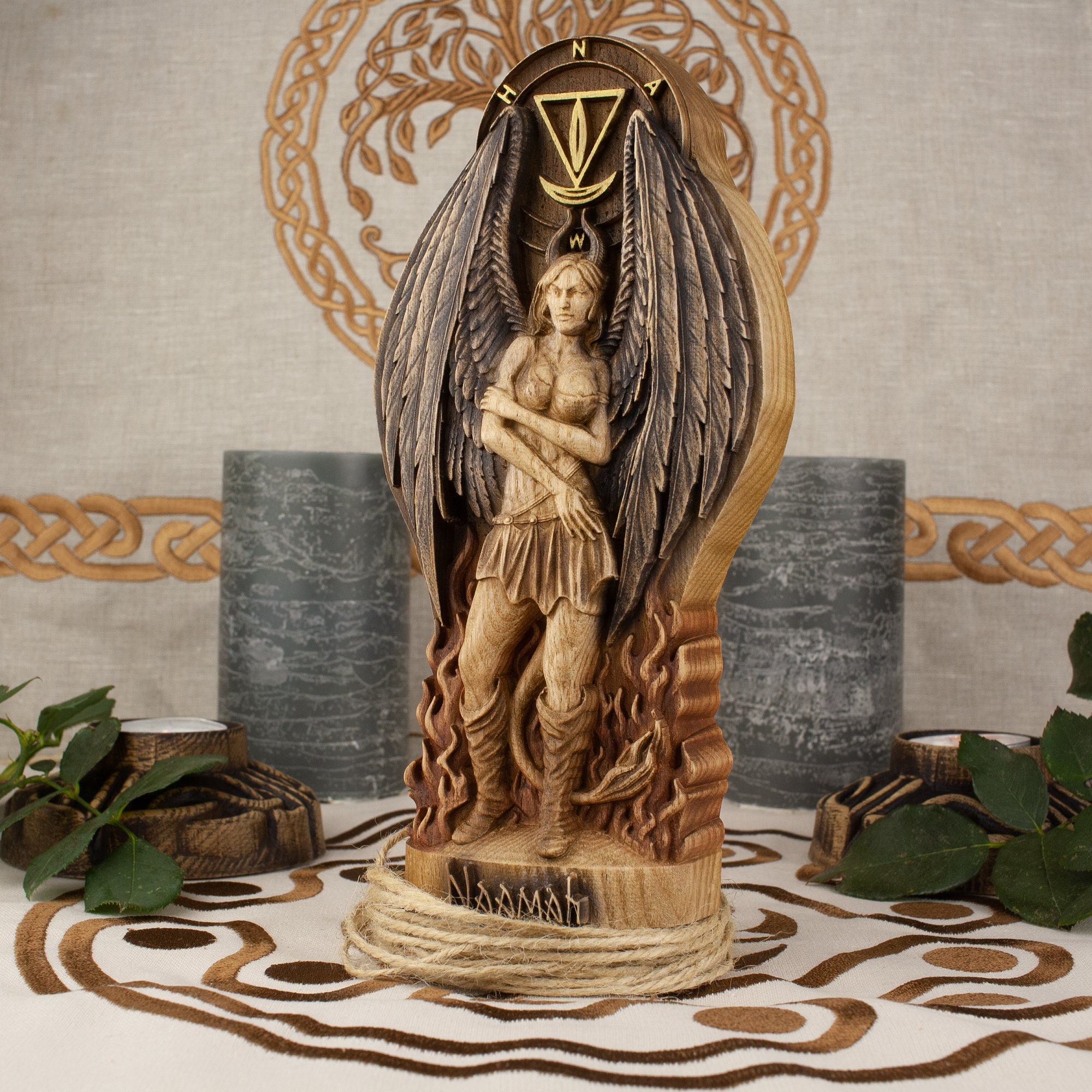 Succubus Naamah Wood Statue: Demoness Pagan Altar Decor - Etsy
