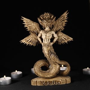 Kukulkan Wood Carving: Mayan Aztec Serpent Statue - Etsy
