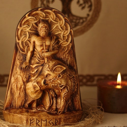 Freyr God Wooden Statue - Etsy
