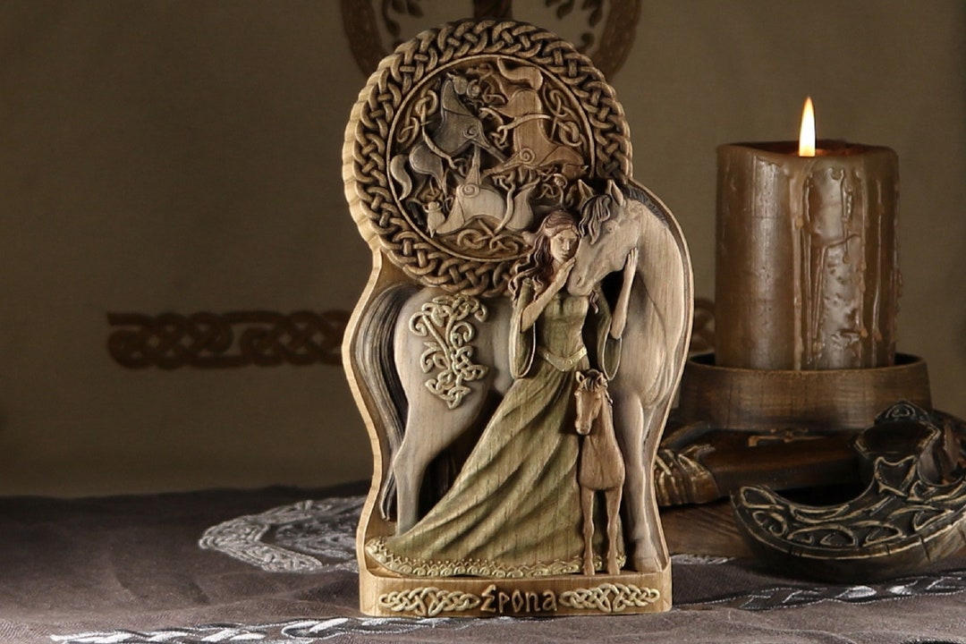 Epona Statue, Celtic Goddess Celtic Statue Celtic Horse Epona Goddess Pagan Goddess Statue ...