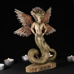Kukulkan Wood Carving: Mayan Aztec Serpent Statue - Etsy