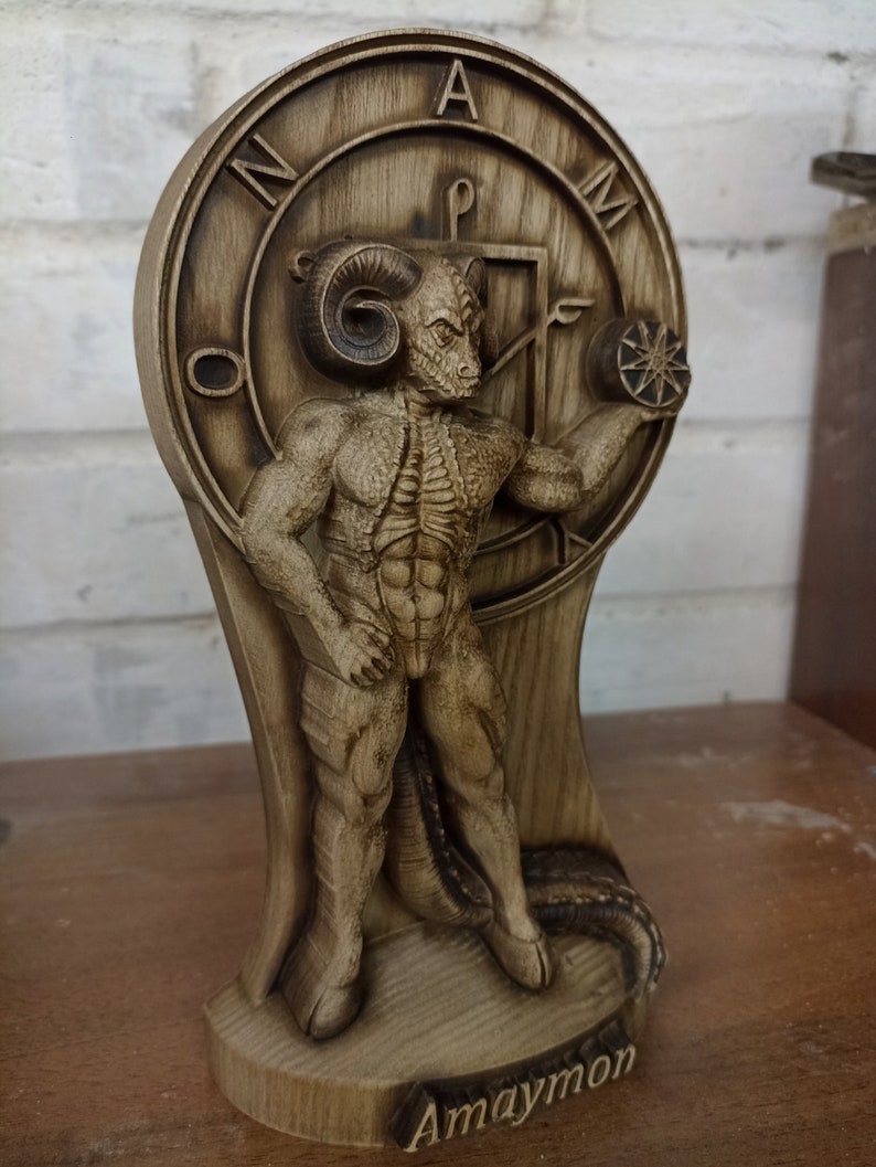 Amaymon Asmodeus Wooden Statue Demon Statue Demonology Morbid - Etsy