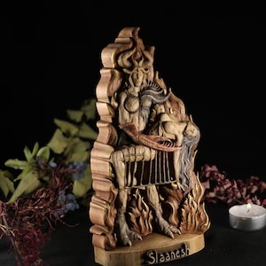 Slaanesh, Demon Statue, Wooden Statue, Wooden Carved Demonology ...