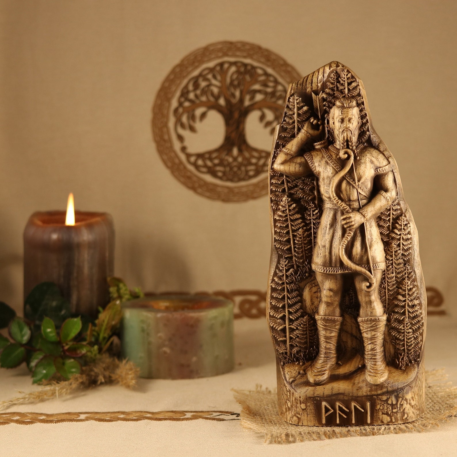 Hand carved statue Vali god Wooden statue Viking figurine | Etsy