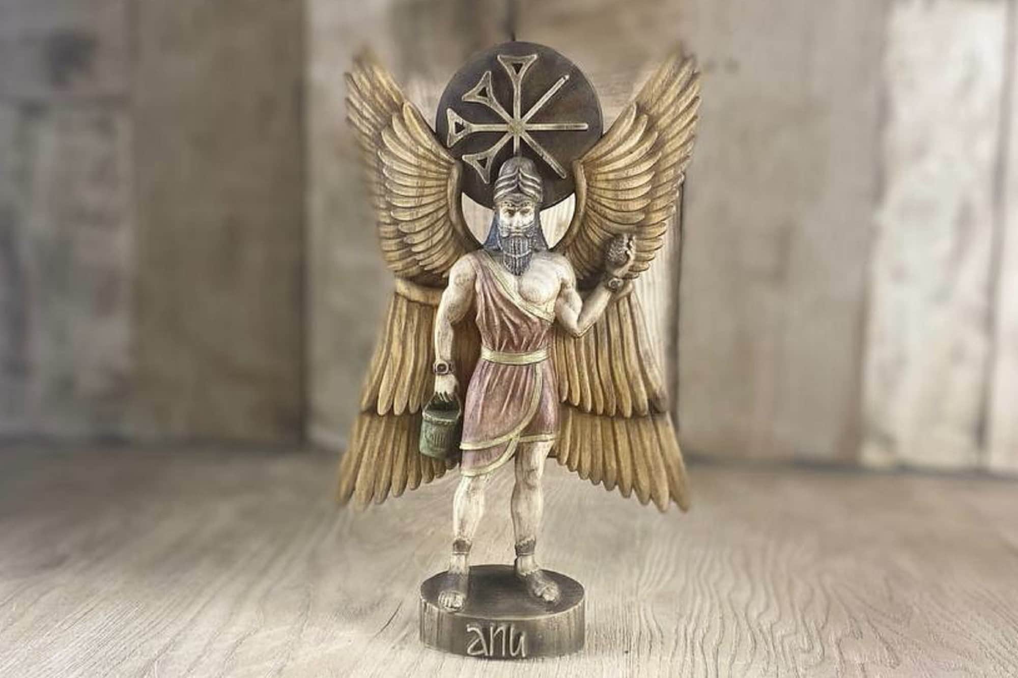 Anu Wooden Statue: Sumerian God, Mesopotamian Art (8 Inch) - Etsy