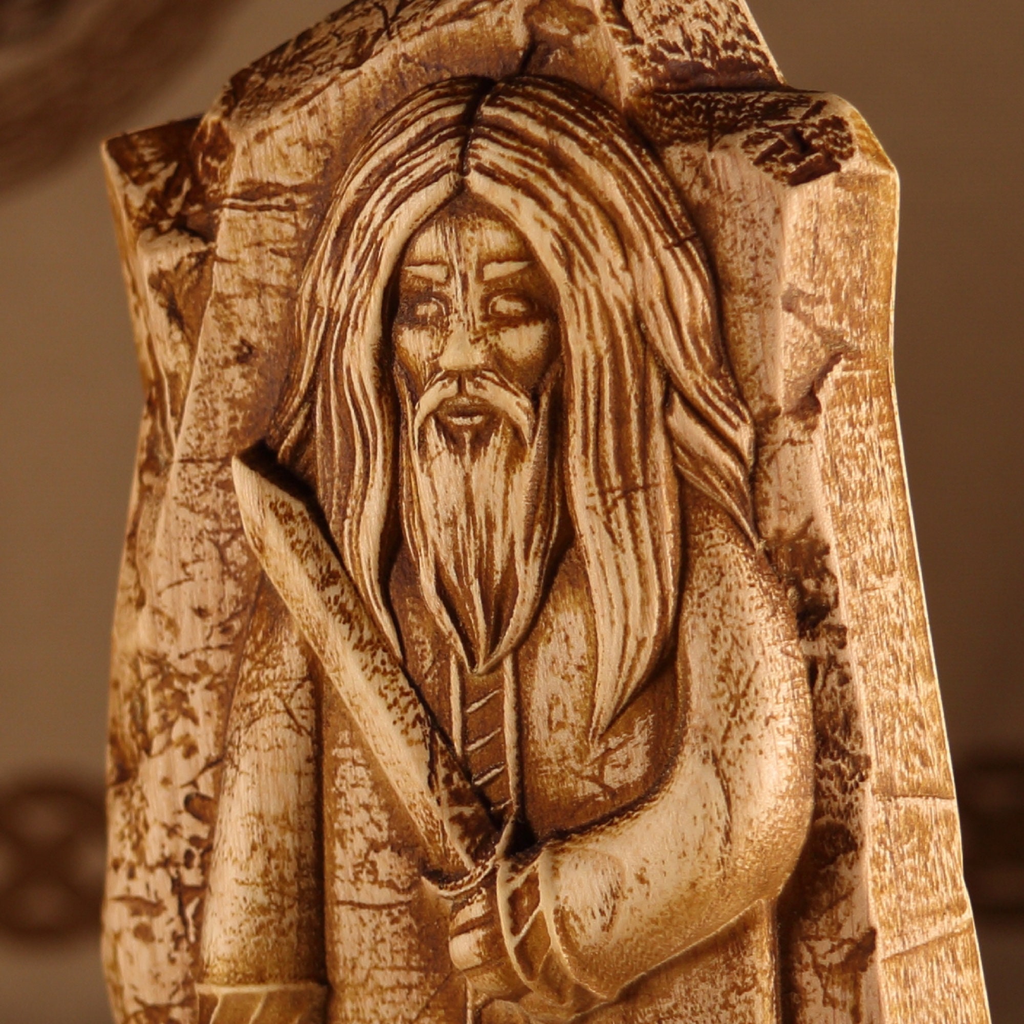 Vidar Wooden Statue Norse Pagan Altar Decor Viking Wood | Etsy