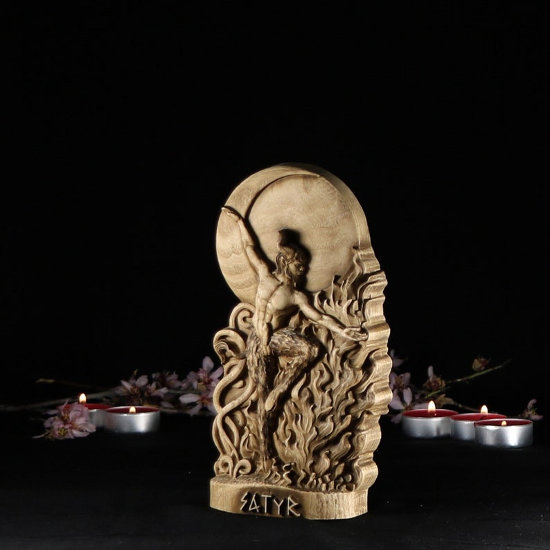 Ash Wood Satyr Statue: Horned God Sculpture, Greek Mythology - Etsy