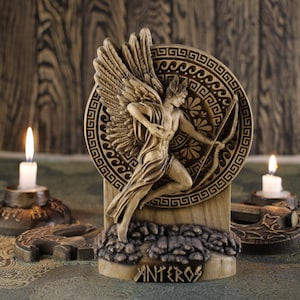 Anteros Greek God Statue: Ash Wood Carving (8 Inch) - Etsy