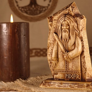 Vidar Wooden Statue, Norse Pagan Altar Decor, Viking Wood Carving - Etsy