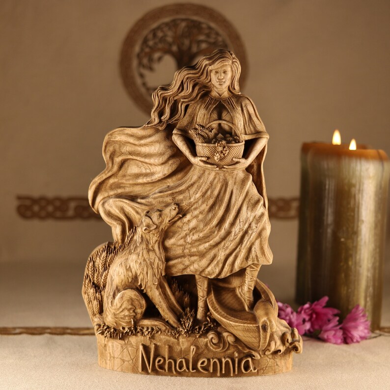 Nehalennia Statue: Celtic Sea Goddess, Wooden Pagan Art - Etsy