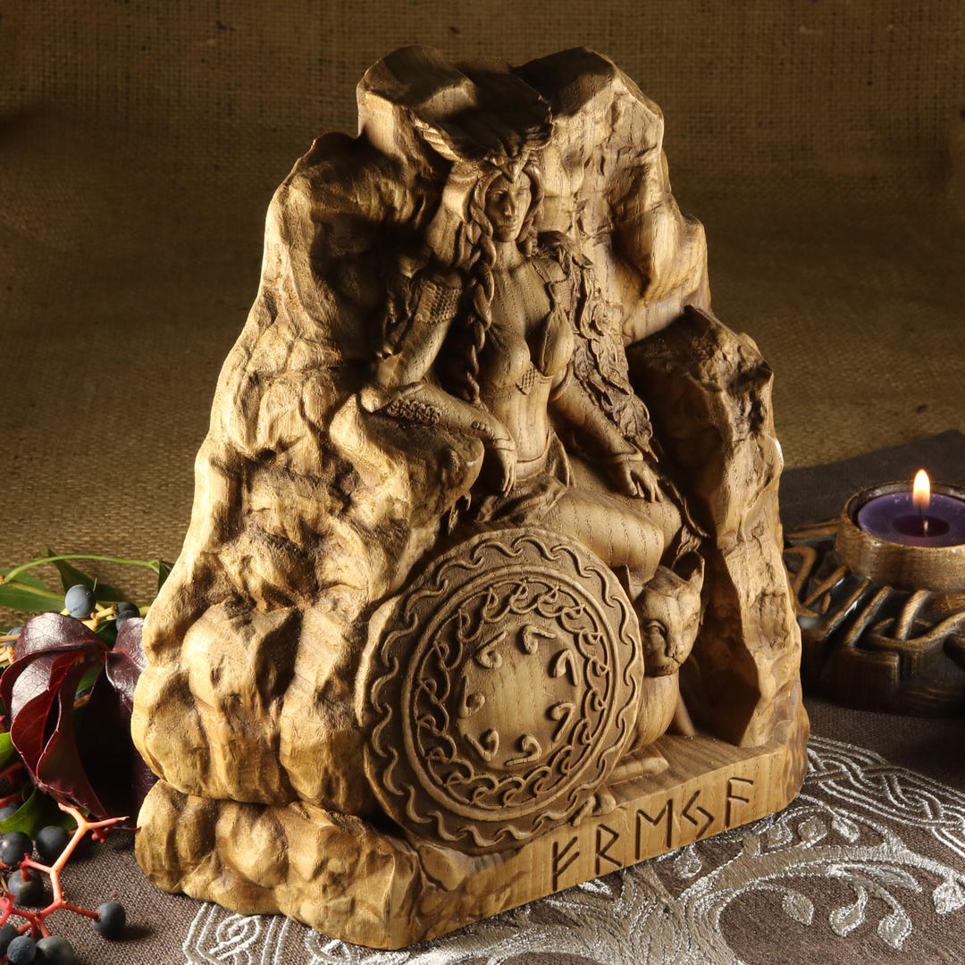 Freya, Freyja Statue, Pagan Goddess Statue Altar, Wood Carving - Etsy