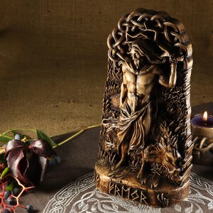 Carved Wood Freyr Figurine Freyr Statue, Norse Pagan Decor - Etsy