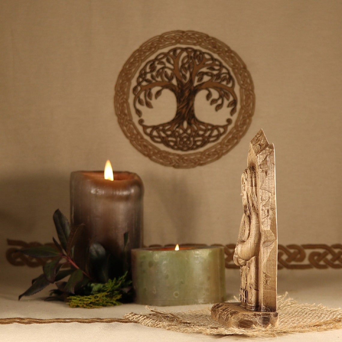 Viking Wood Carving Mani Statue the Moon in Scandinavian - Etsy