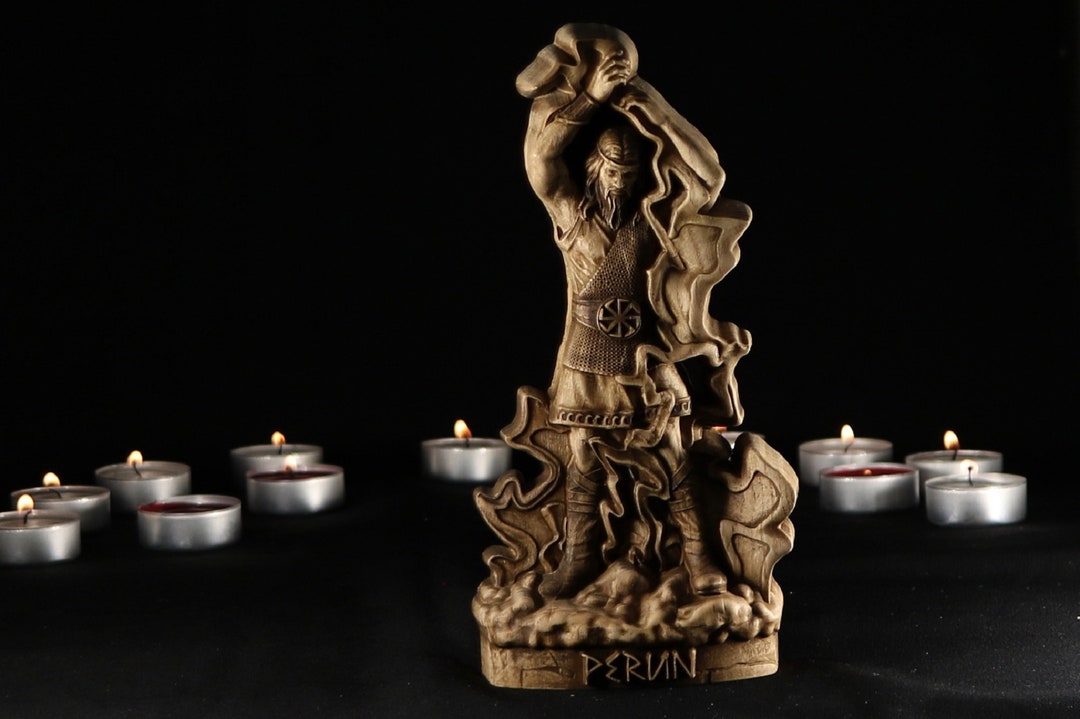 Perun, Perun Statue, Slavic Pagan Wooden Statue God of War Slavic Gods ...