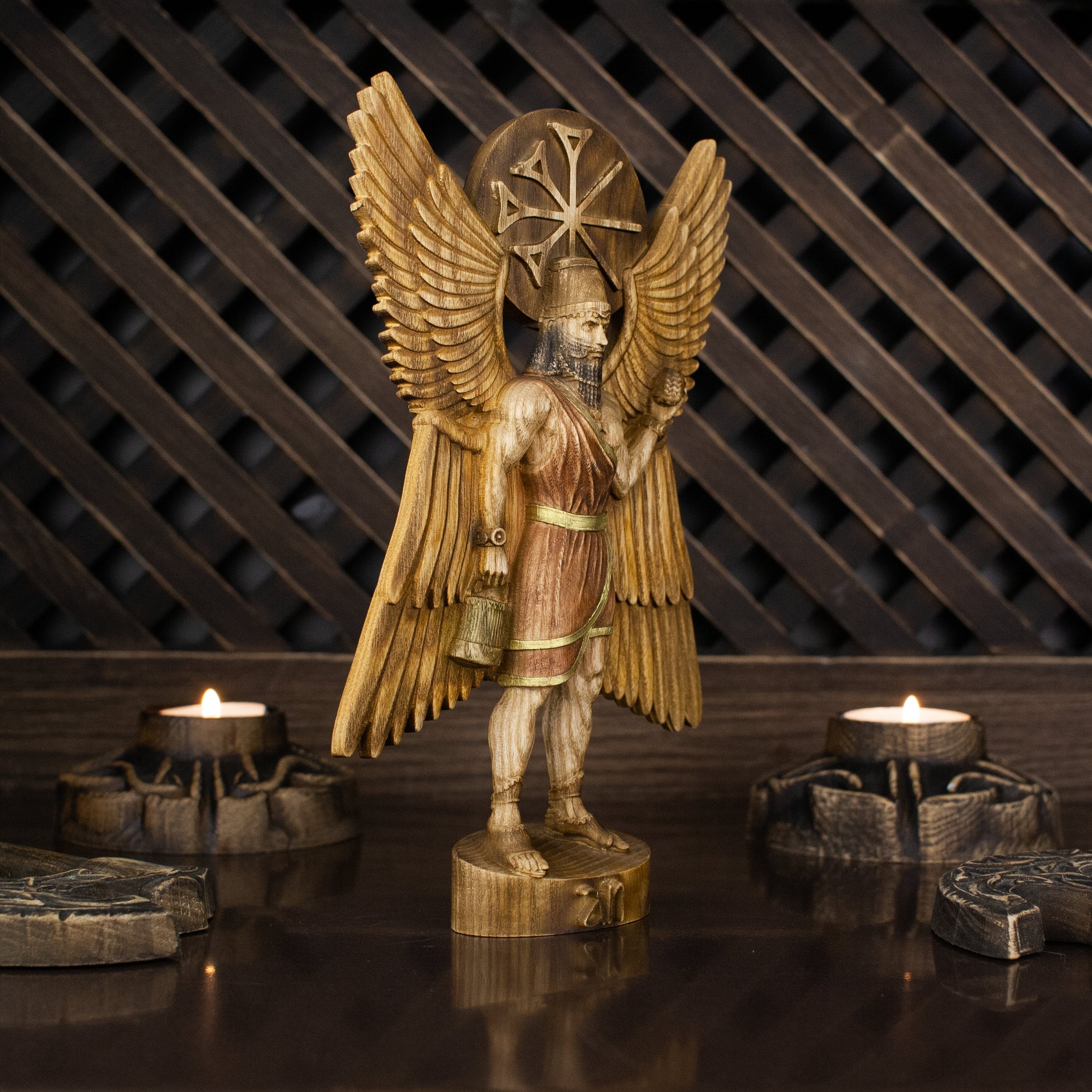 God Anu, an Sumerian Gods Wooden Statue: Mesopotamian Deity Wood ...