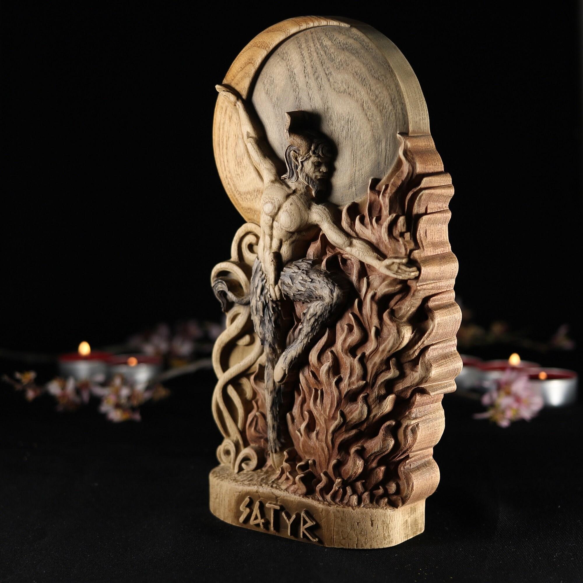 Ash Wood Satyr Statue: Horned God Sculpture, Greek Mythology - Etsy