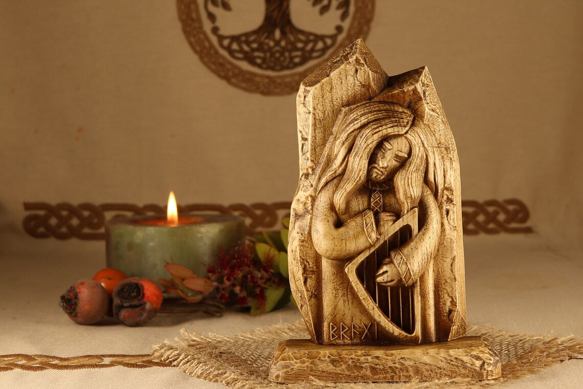 Bragi Norse Statue Wood Art Home Decor Wood Carving Set - Etsy