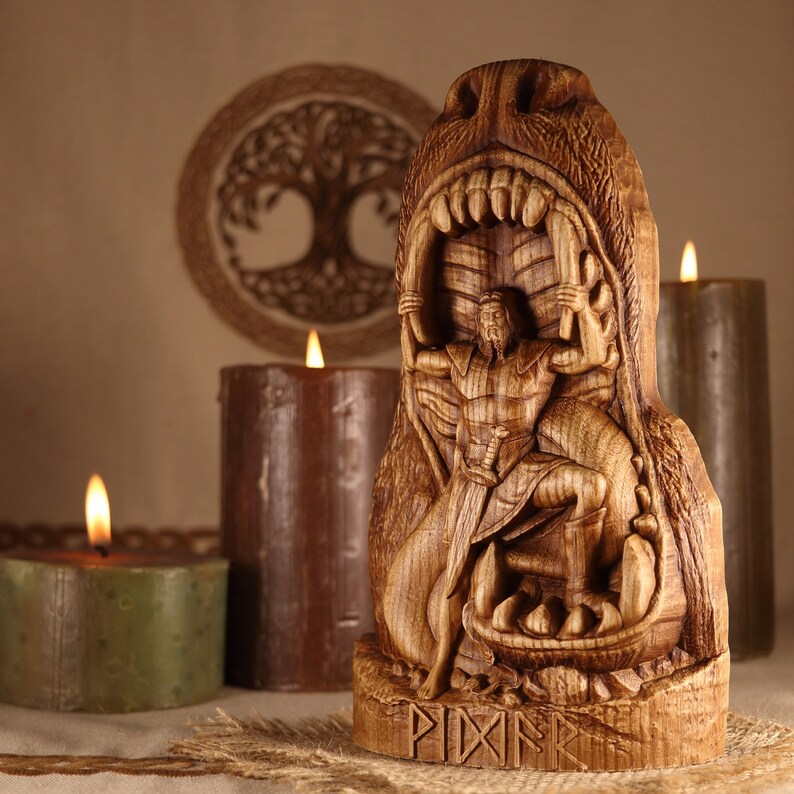 Vidar Statue Wood Gifts for Men Handmade Wooden Art | Etsy