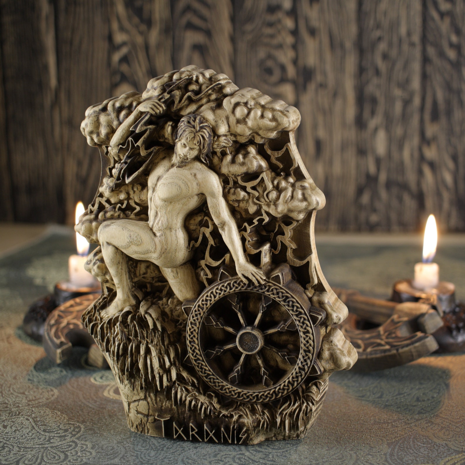 Taranis Taranis Statue Celtic Mythology Norse Pagan Wood - Etsy