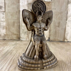 Moloch Statue, Demon Statue Occult Decor Wood Sculpture Satan Statue ...