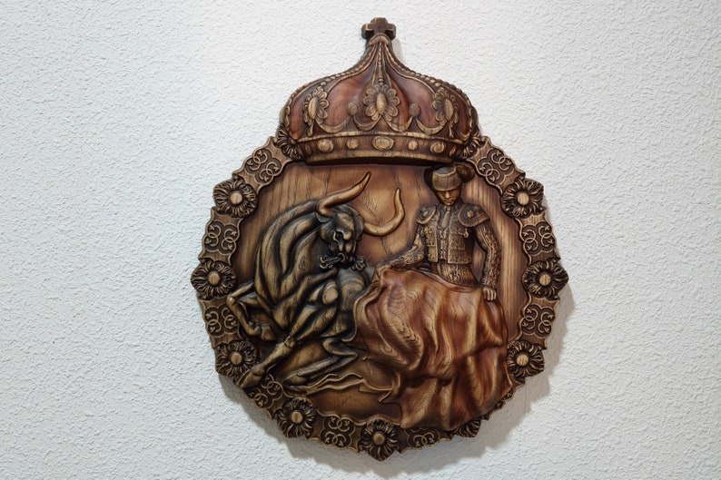 Spanish Decorel Torero Matador Bull Wood Carvings Animals | Etsy