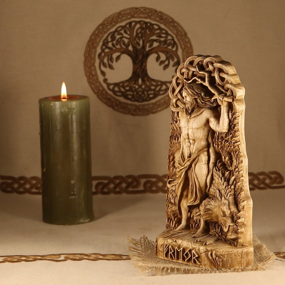 Carved wood Freyr figurine Freyr statue Norse pagan decor | Etsy
