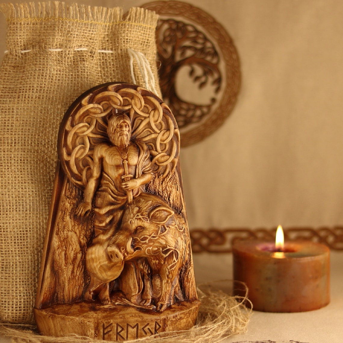 Freyr God Wooden Statue | Etsy