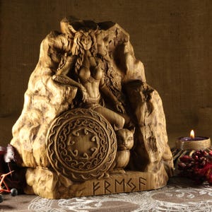 Freya, Freyja Statue, Pagan Goddess Statue Altar, Wood Carving - Etsy
