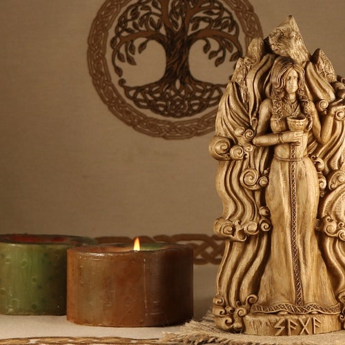 Goddess Statue Eir Norse Pagan Altar Wood Sculpture - Etsy