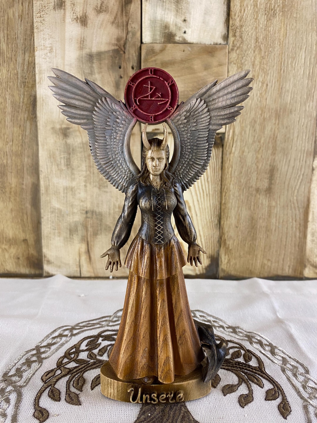 Lady Unsere Statue: Wooden Occult Demon Art Satanic Sigil Lilith - Etsy