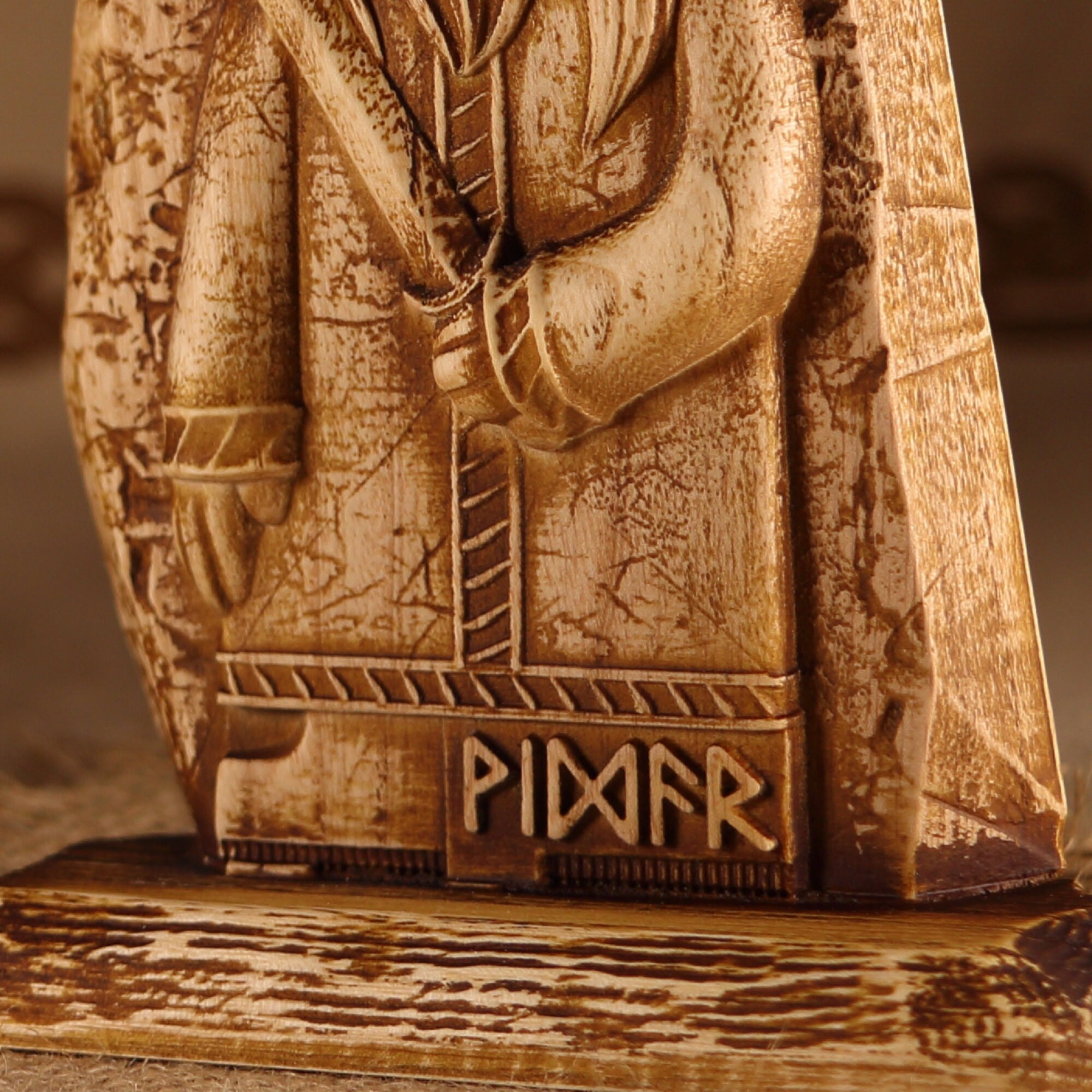 Vidar Wooden Statue Norse Pagan Altar Decor Viking Wood | Etsy