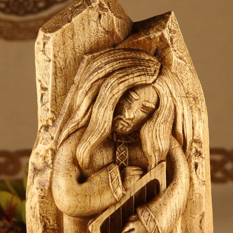 Bragi Norse Statue Wood Art Home Decor Wood Carving Set - Etsy