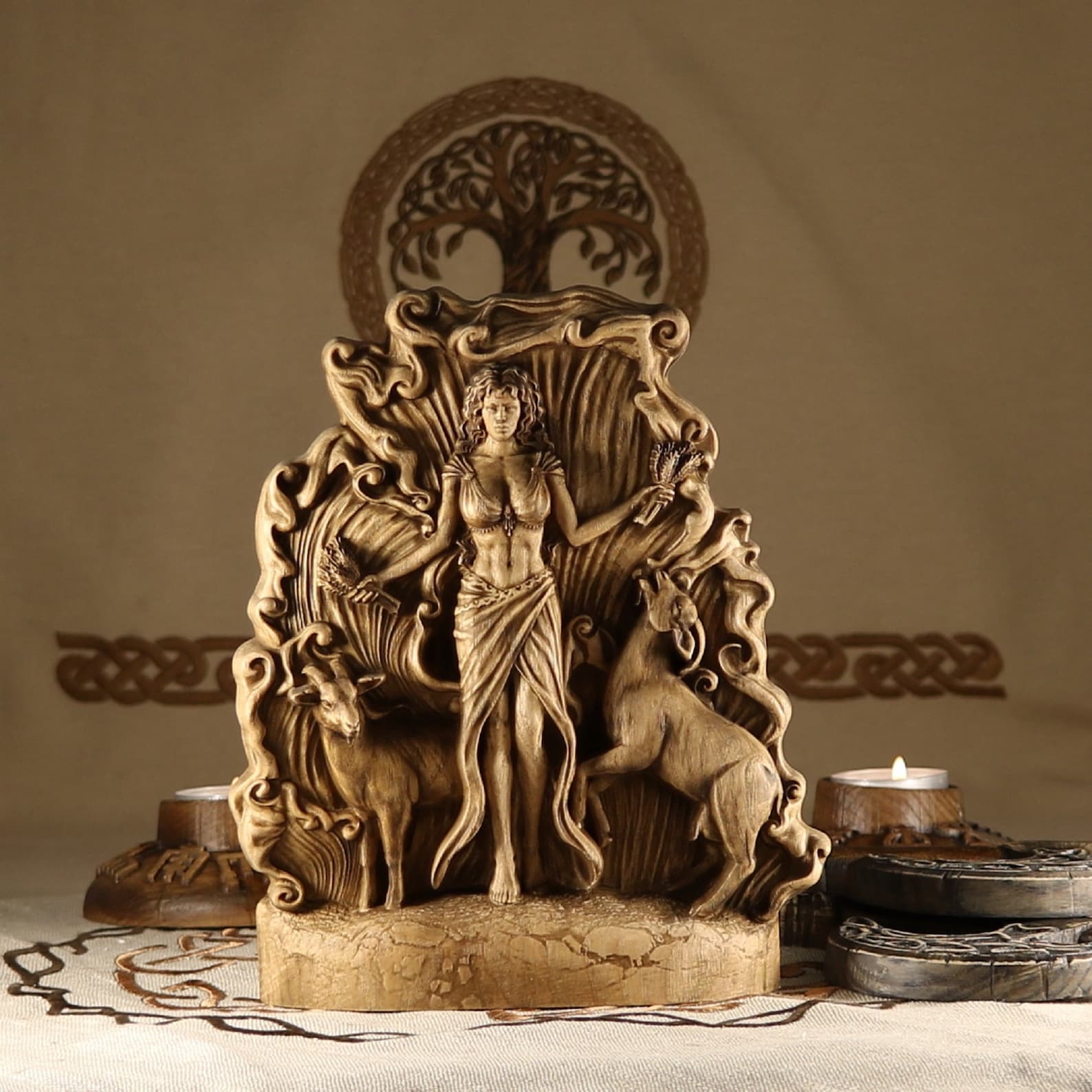 Ashera Goddess Statue: Ash Wood Sculpture - Etsy
