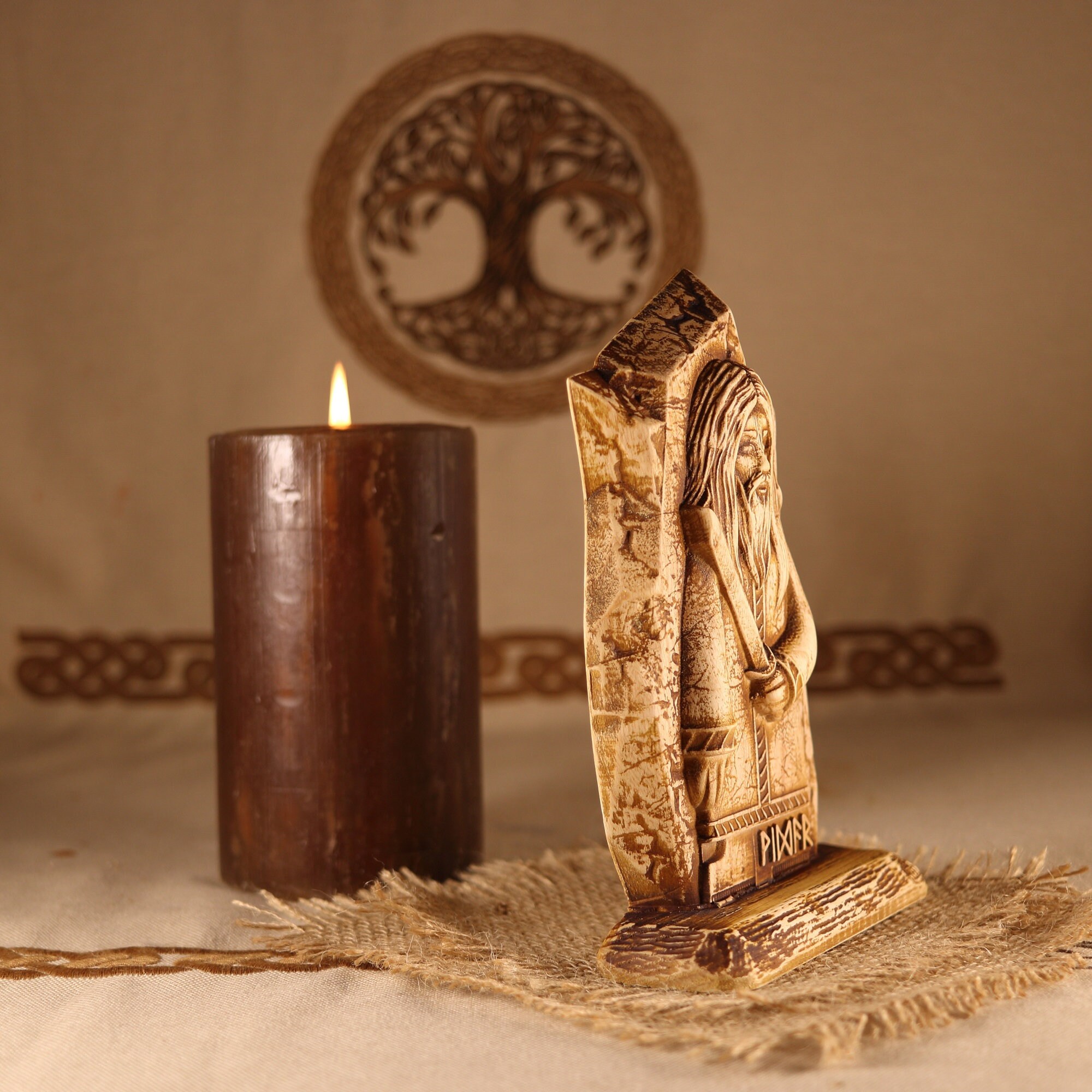 Vidar Wooden Statue Norse Pagan Altar Decor Viking Wood | Etsy