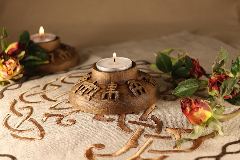 Viking Decor Wooden Candle Holder Viking Candle Holder - Etsy