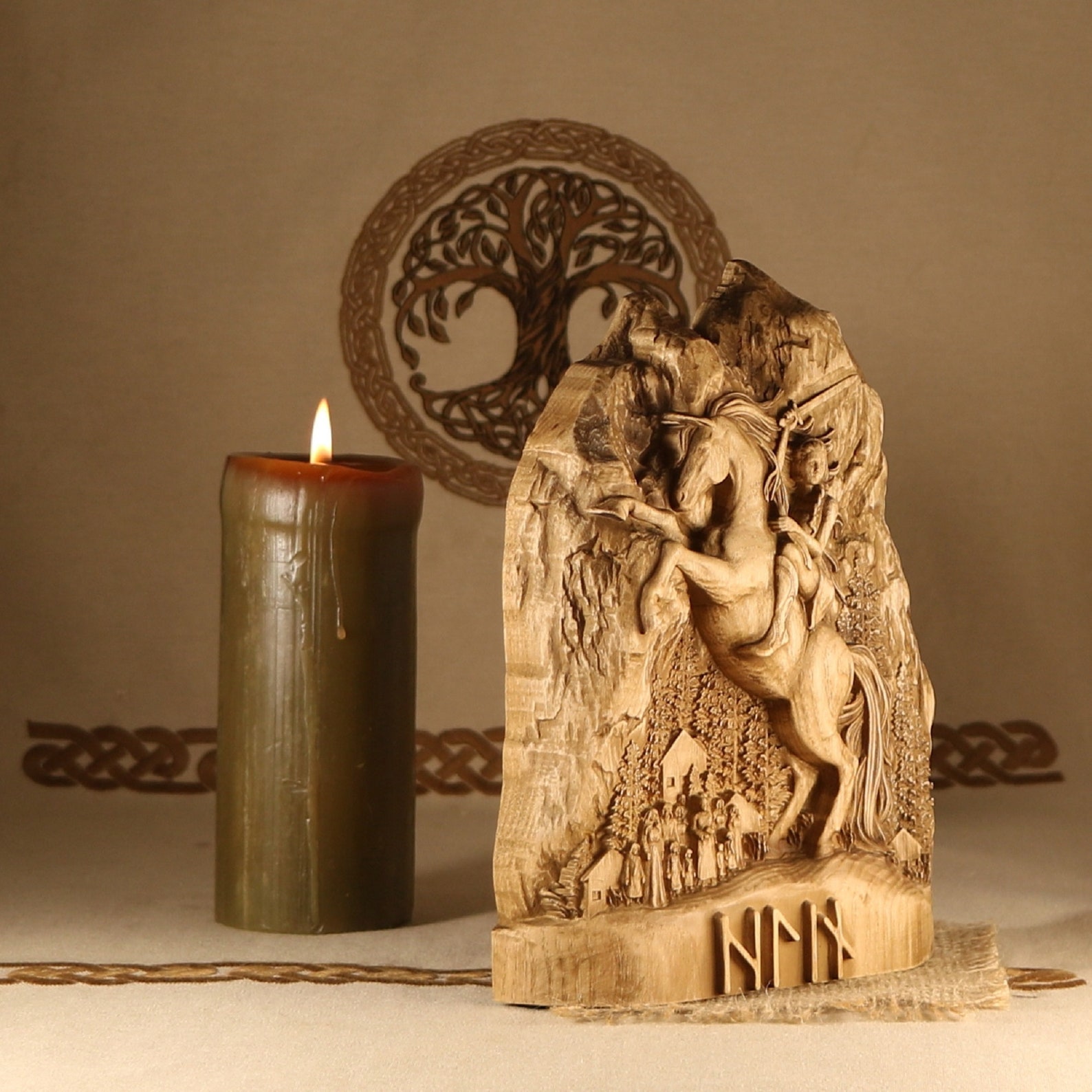 Handmade Hlin Statue: Norse Goddess Wood Carving - Etsy