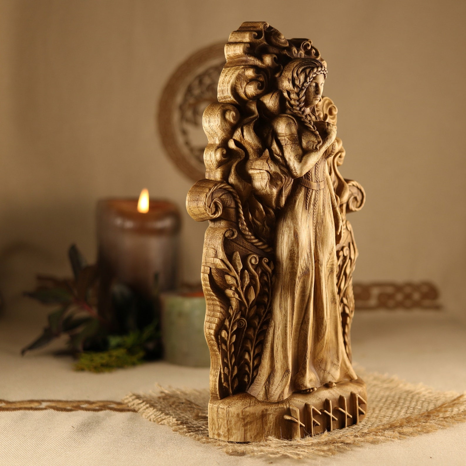 Nanna Goddess Statue Scandinavian Decor Wood Figurine Wooden - Etsy